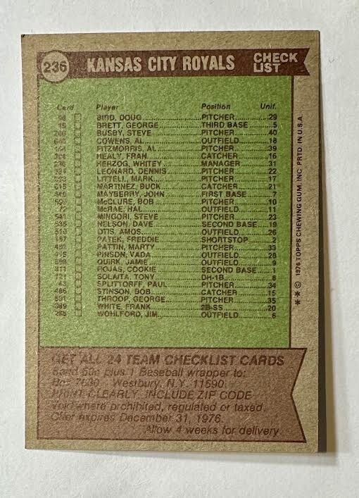 1976 Topps # 236 Kansas City Royals Team Photo NM-MT | eBay