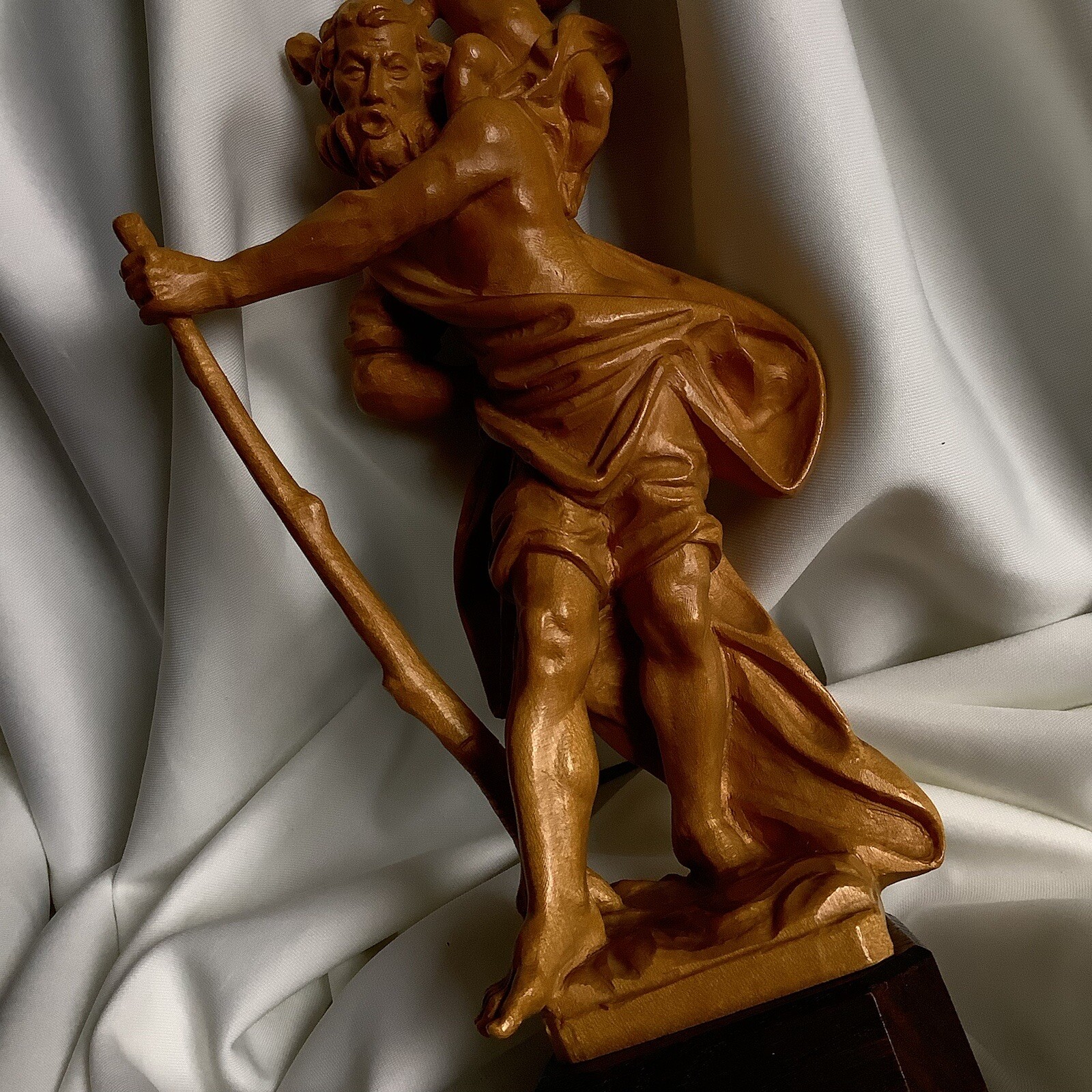 Italy Saint Christopher Deity Maria Catholic Jesus Carved Wood Statue ...