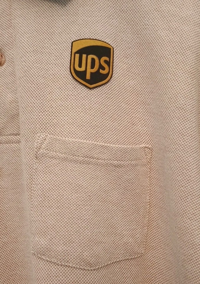 Vintage UPS United Parcel Service Uniform Polo Shirt Mens 2XL Tan Brown ...