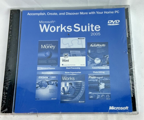 Microsoft Works Suite 2005 DVD ROM Sealed HP UK Factory Sealed with ...