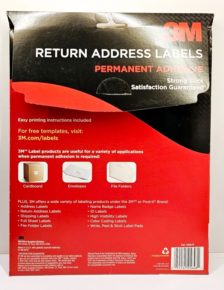 New 3M Return Address Labels - Clear - 3400-R - 1920 Labels | eBay