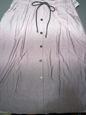 LULAROE MARSHA BUTTON UP MIDI Skirt Solid Pink Gray Ombre Fade 10/12 ...