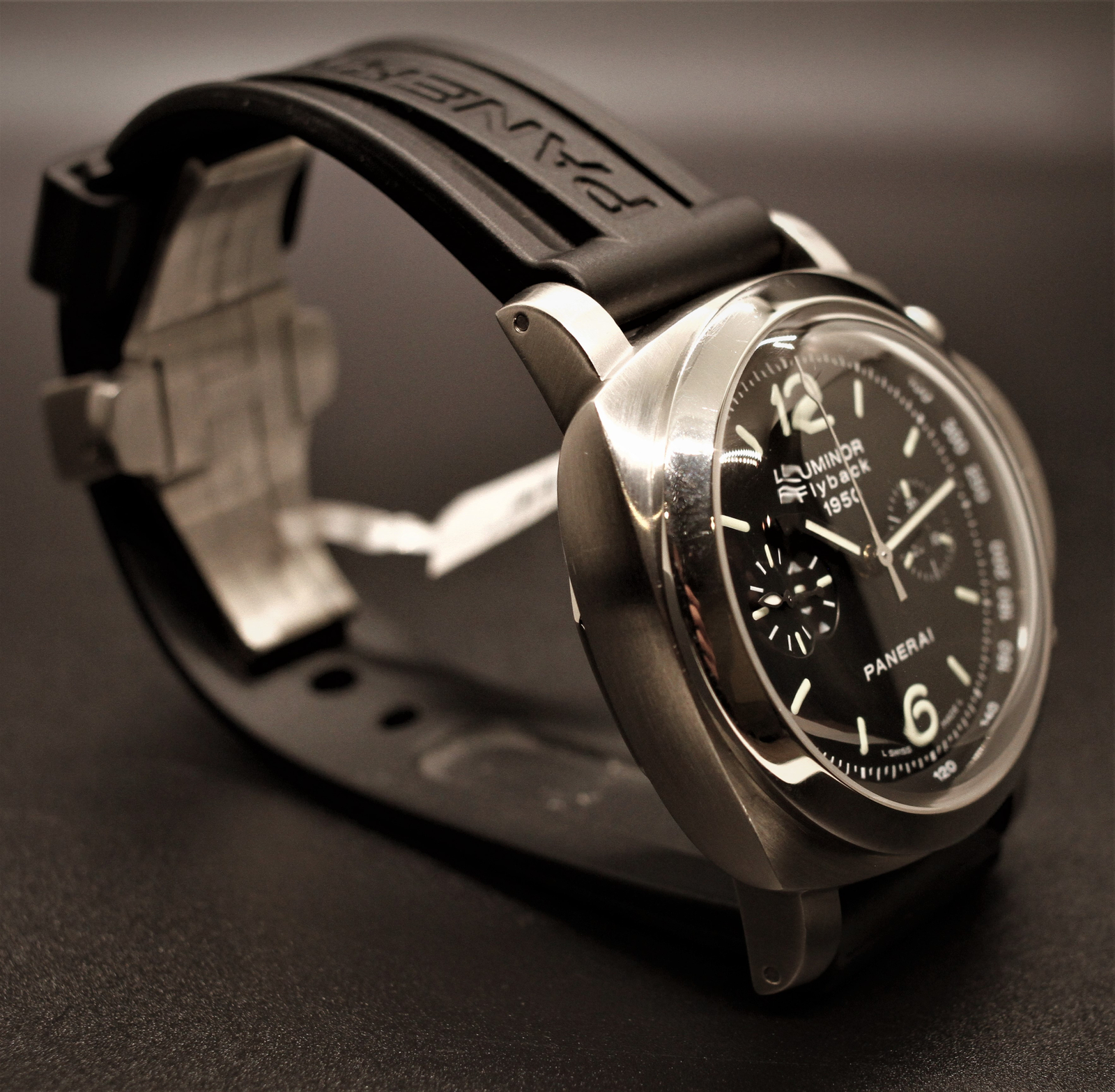 RARE Panerai Luminor Flyback Chronograph PAM 212 44mm Rubber Deployant ...
