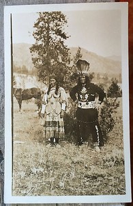 INDIAN MAN & SQUAW, HORSE, Photo Post Card 1910-20 MIDWESTERN US? | eBay