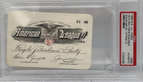 1969 PSA Pass Ticket/Debut:Pilots Munson/Fisk/Palmer No-Hitter/Ted ...