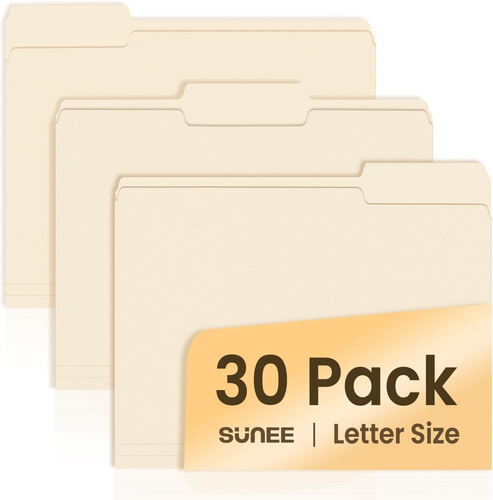 File Folders, 30 Pack Manilla Folders 8.5 X 11, 1/3 Cut Tab for Easy ...