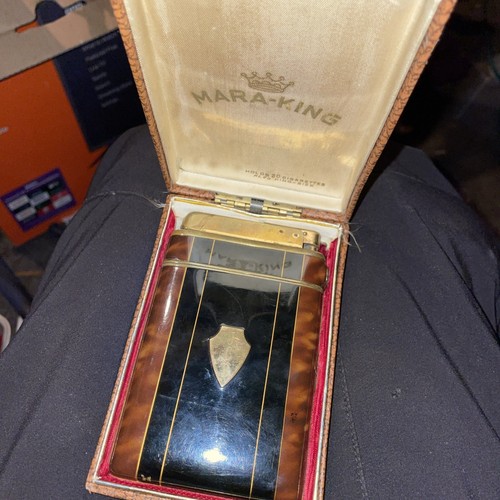 VTG Marathon Slide-A-Lite Lighter Cigarette Case Compact Enamel Art ...