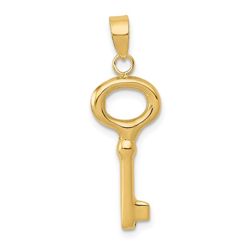 14k Yellow Gold Skeleton Key Pendant Polished Charm for Women Symbolic ...