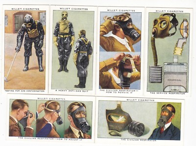 Six 1938 Air Raid Precaution Cards GAS MASKS CHEMICAL WARFARE | eBay