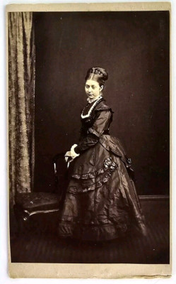 Antique CDV Photo Victorian Lady Full Dress Fashion Emberson Chertsey ...