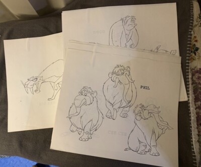CRO 1993 cartoon Film Roman CTW model sheets Sabertooth Tiger Dire Wolf ...