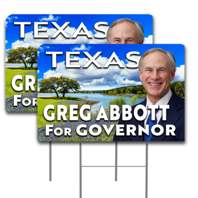 Greg Abbott for Governor (Texas) 2 Pack Double-Sided Yard Signs 16" x ...