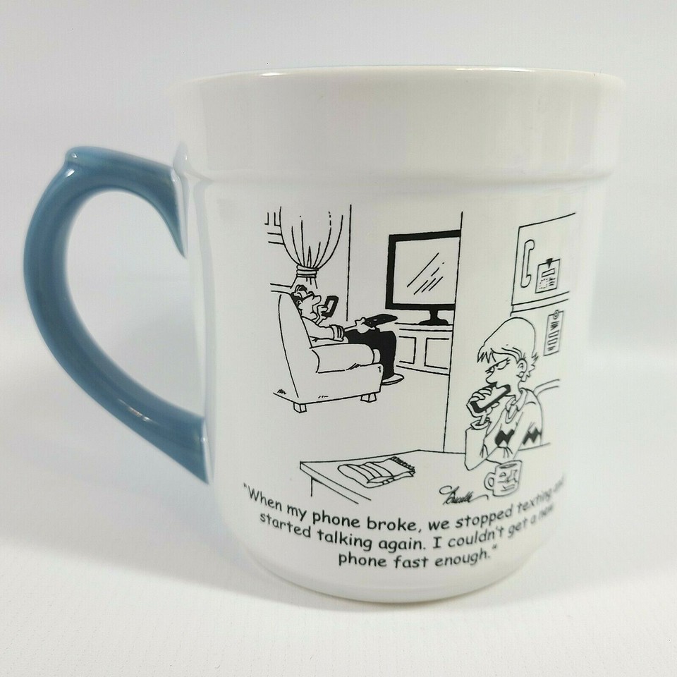 Quips Stoneware Coffee Mug Phone Broke Stopped Texting Spouse Joke ...