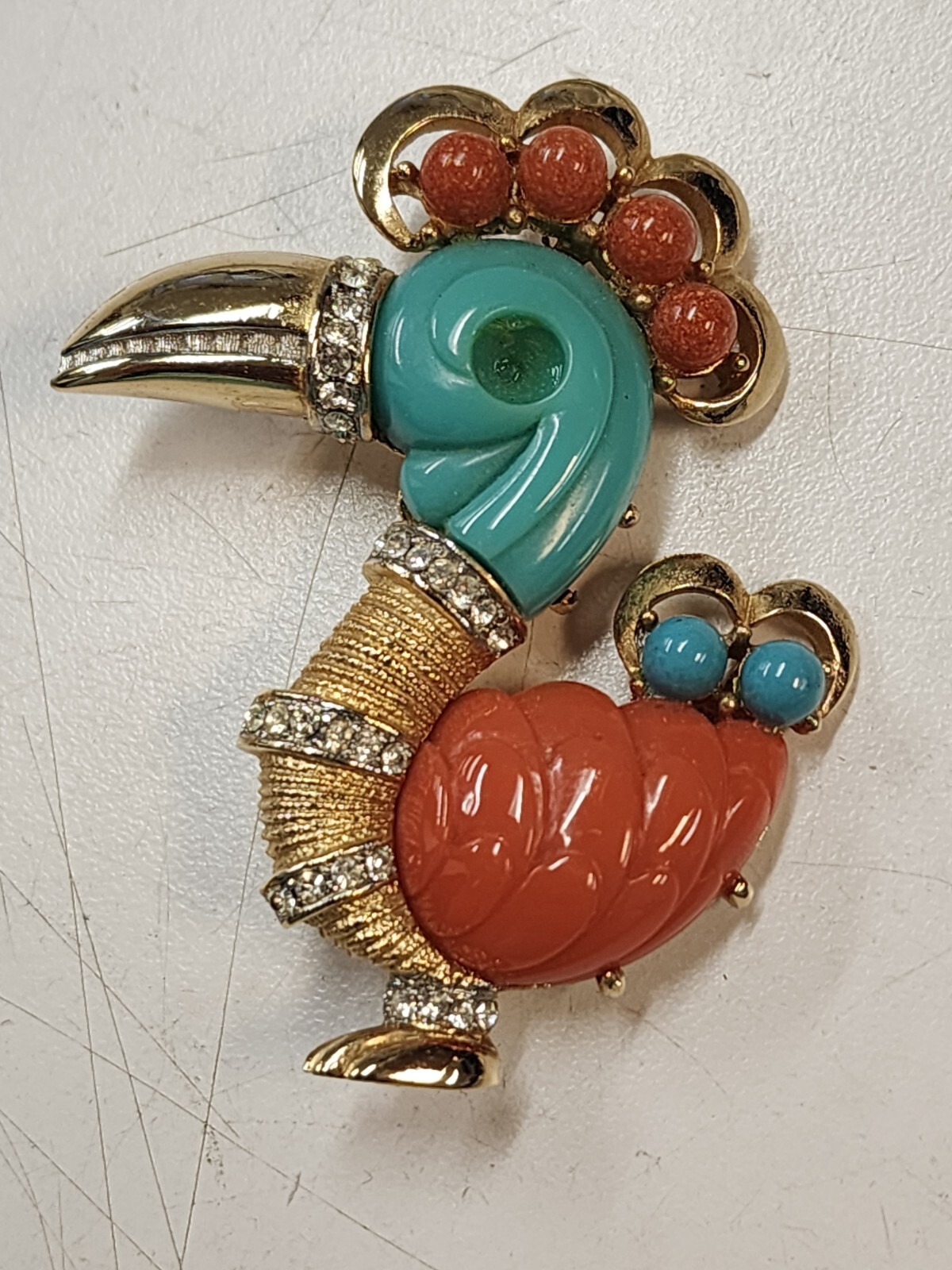 RARE Vintage HATTIE CARNEGIE Goldtone DODO BIRD BROO… - Gem