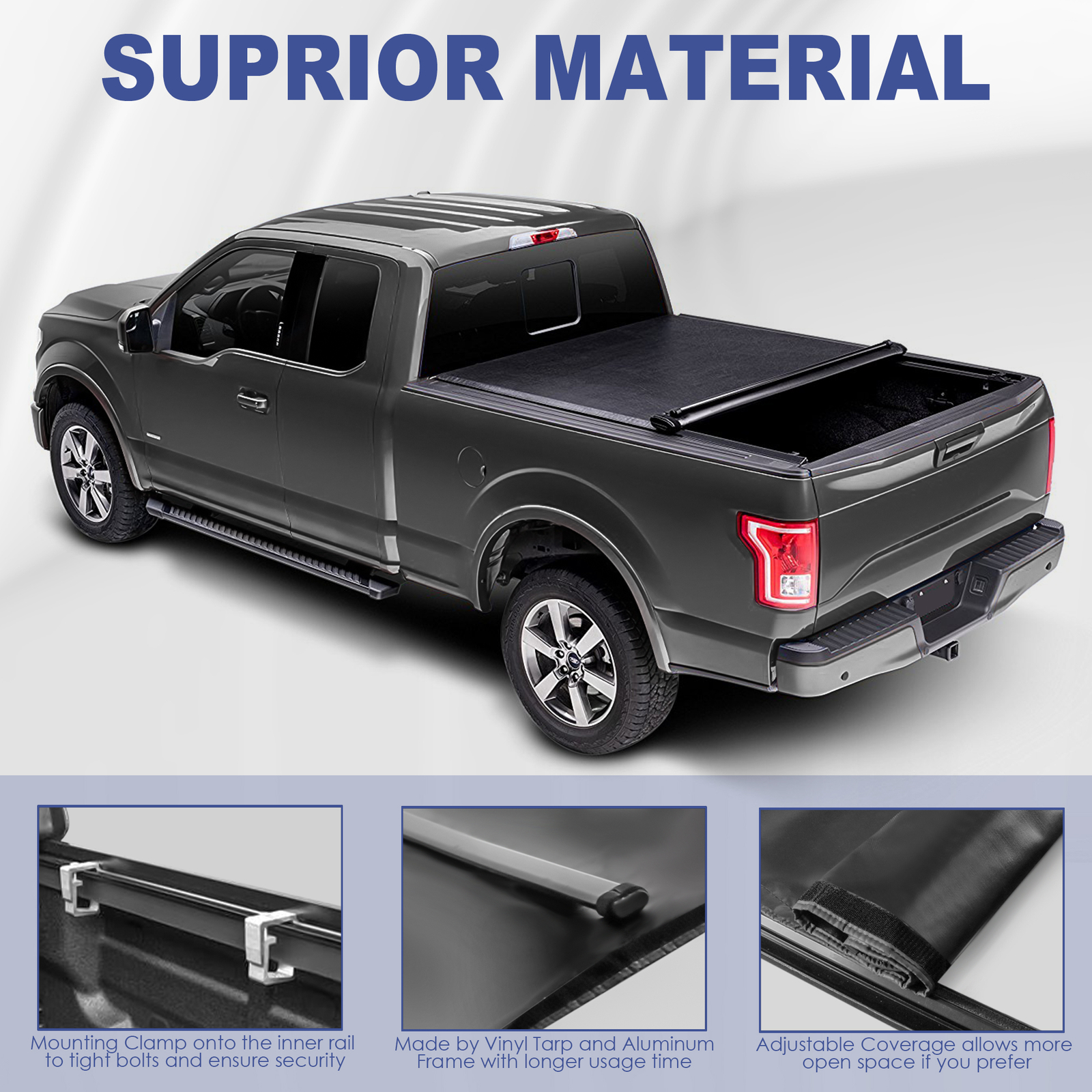 Truck Tonneau Cover For 2016-2022 Nissan Titan 5.5FT Bed w/ LED Lamp ...