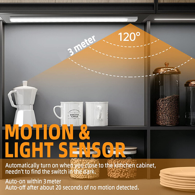 New Wireless LED Motion Sensor Light Strip Cabinet Lamp Closet USB ...