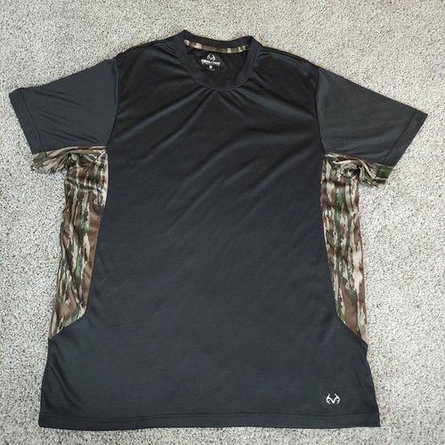 Realtree T-Shirt Mens XL Black Camo Short Sleeve Outdoor Hunting Logo ...
