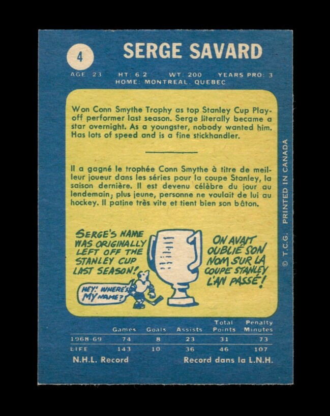 1969-70 O-Pee-Chee Set-Break # 4 Serge Savard RC EX-EXMINT *GMCARDS* | eBay