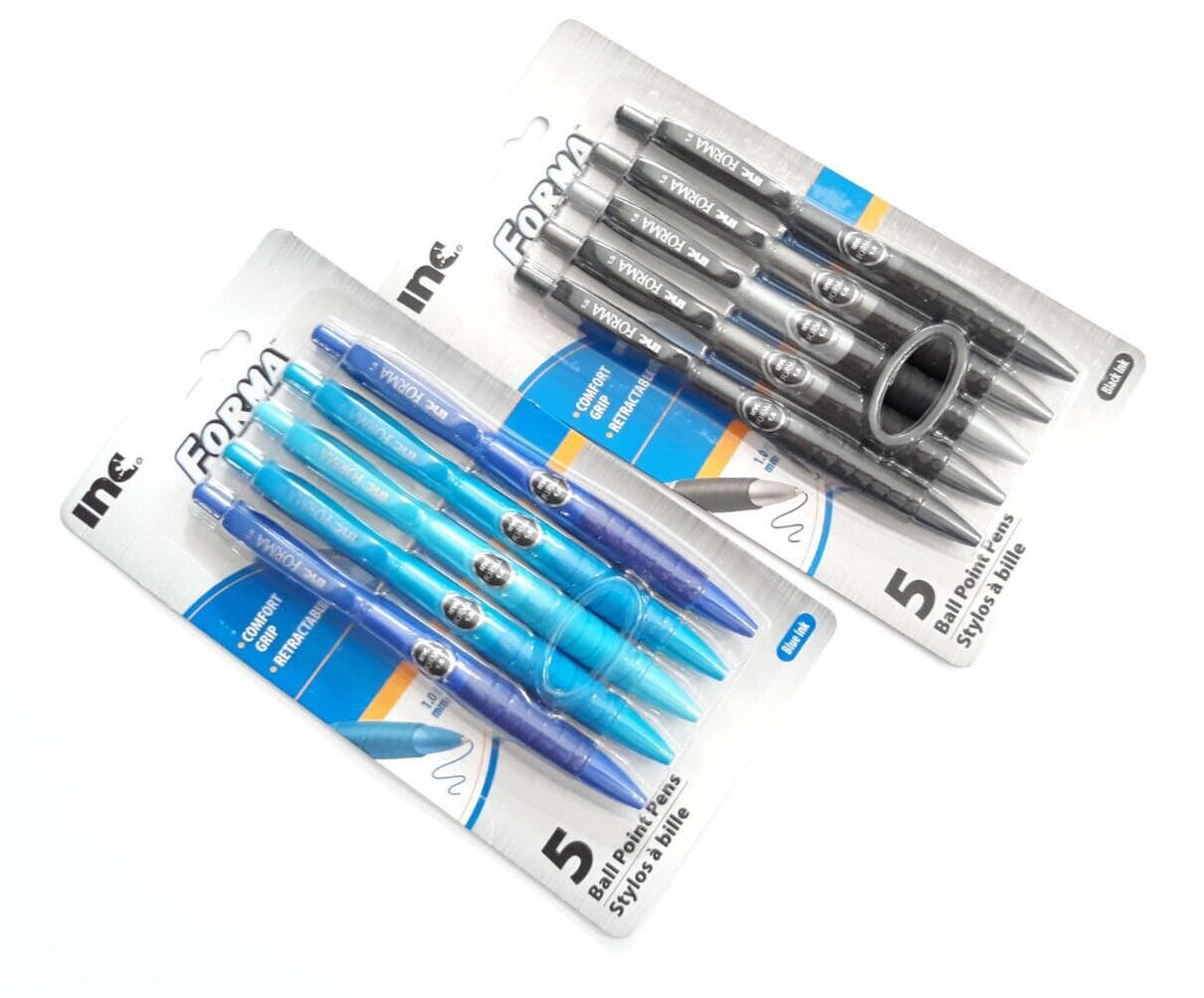 10 PENS INC® FORMA™ COMFORT GRIP RETRACTABLE BALL POINT PENS BLUE ...