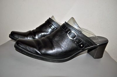WOMEN'S VINTAGE SPORTO BLACK CROC ACCENT WESTERN MULES HEELS SIZE 7M | eBay