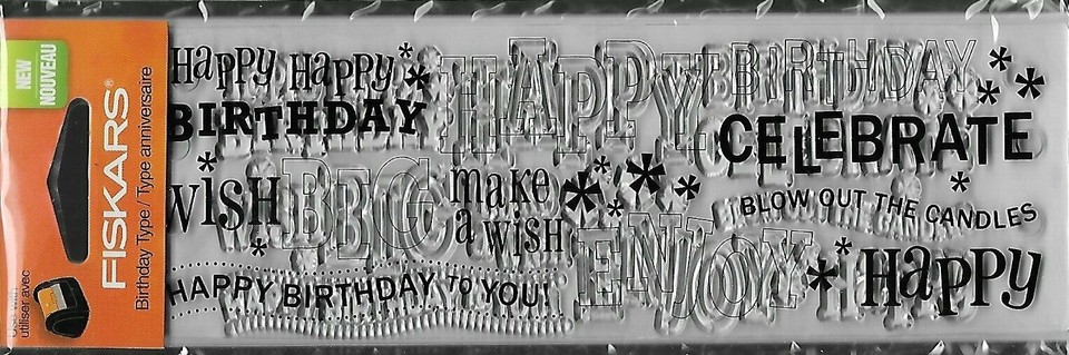 FISKARS clear stamp set BIRTHDAY TYPE | eBay