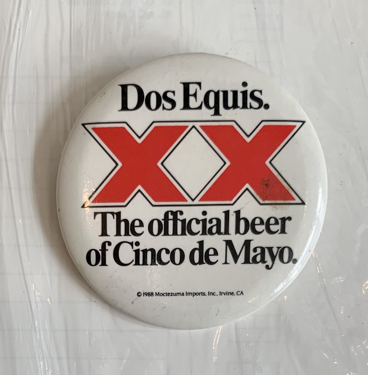 Vintage Advertising Dos Equis XX Beer 2.25” Diam. Pinback Button Cinco ...