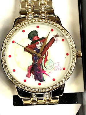 Disney W003072 'The Mad Hatter' Quartz Metal Gold Alloy Ladies Watch ...