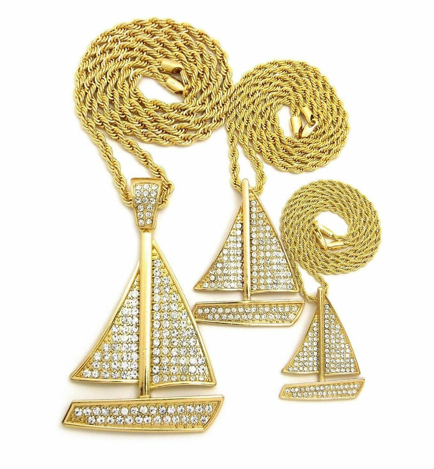 ICED LAB DIAMOND LIL YACHTY YACHT PENDANT & ROPE CHAIN HIP HOP 3 ...