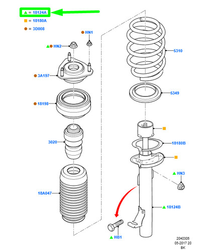 FORD FIESTA WS MK5 FRONT LEFT SHOCK ABSORBER 2S61-18146-DA 1329536 ...