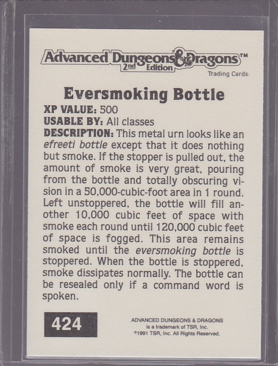 1991 ADVANCED DUNGEONS & DRAGONS R2 #424 EVERSMOKING BOTTLE TRADING CARD | eBay