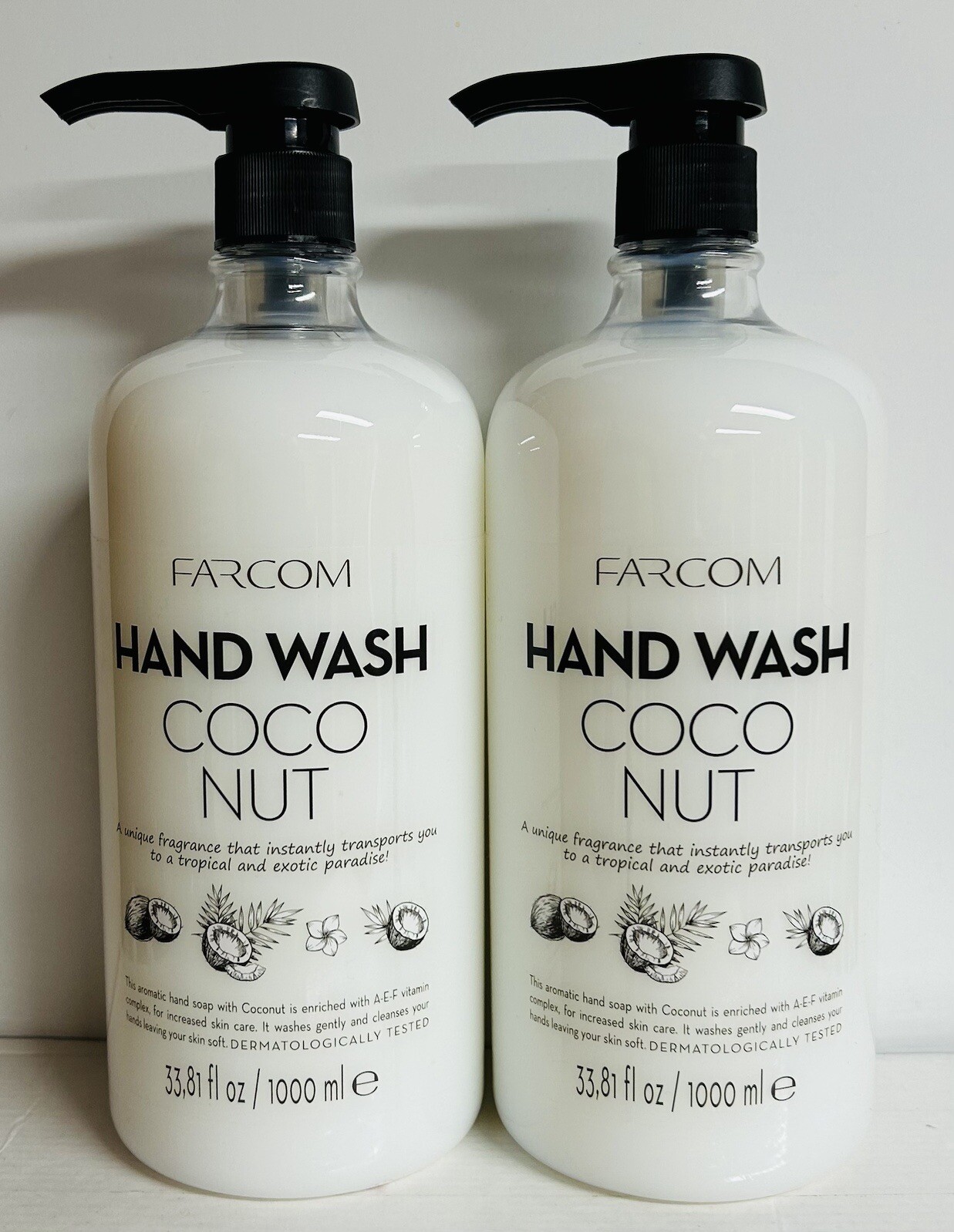 2 -Pack Farcom ~ Coconut Exotic Hand Wash with Vitamins A, E & F 33.8 ...