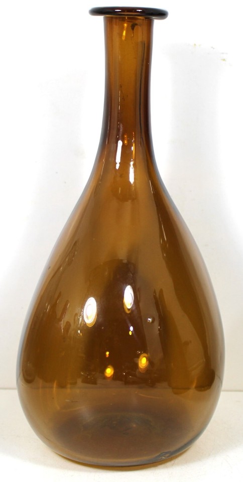 VINTAGE FREE BLOWN Chestnut Flask -Yellow Amber PONTILED Flattened | eBay