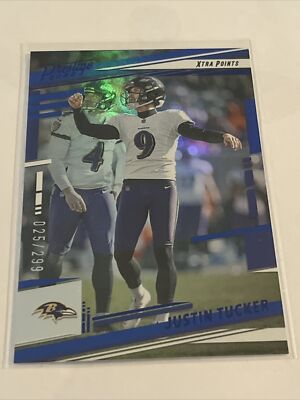 2022 Panini Prestige Justin Tucker Blue Parallel #/299 Baltimore Ravens ...