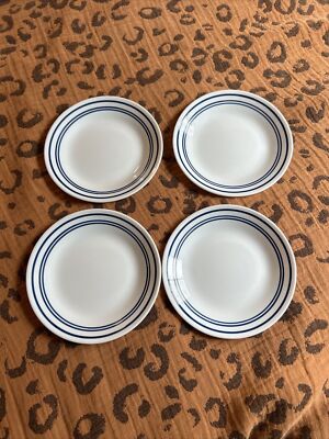 Set of 4 Corelle Classic Cafe Blue BREAD & BUTTER / DESSERT PLATES 6 3/ ...