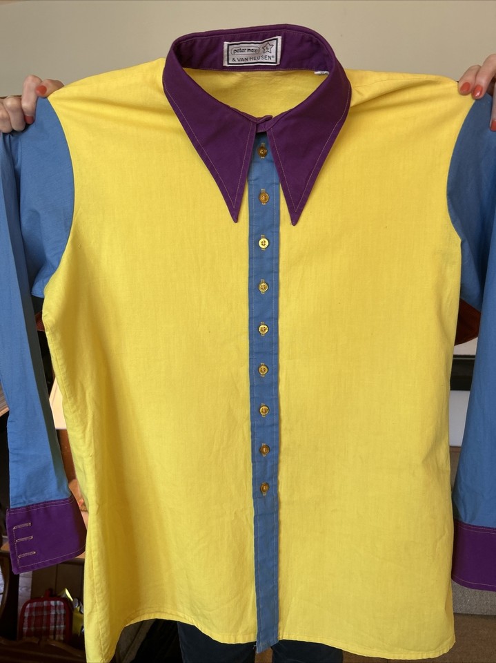 Peter Max Shirt Van Heusen Hip Retro vintage 1970 Large Collar Rare ...