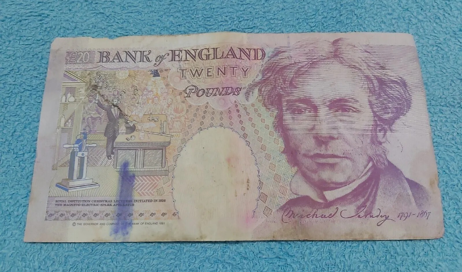 Rare Old £20 Twenty Pound Note Circulated condition Kentfield/Faraday ...