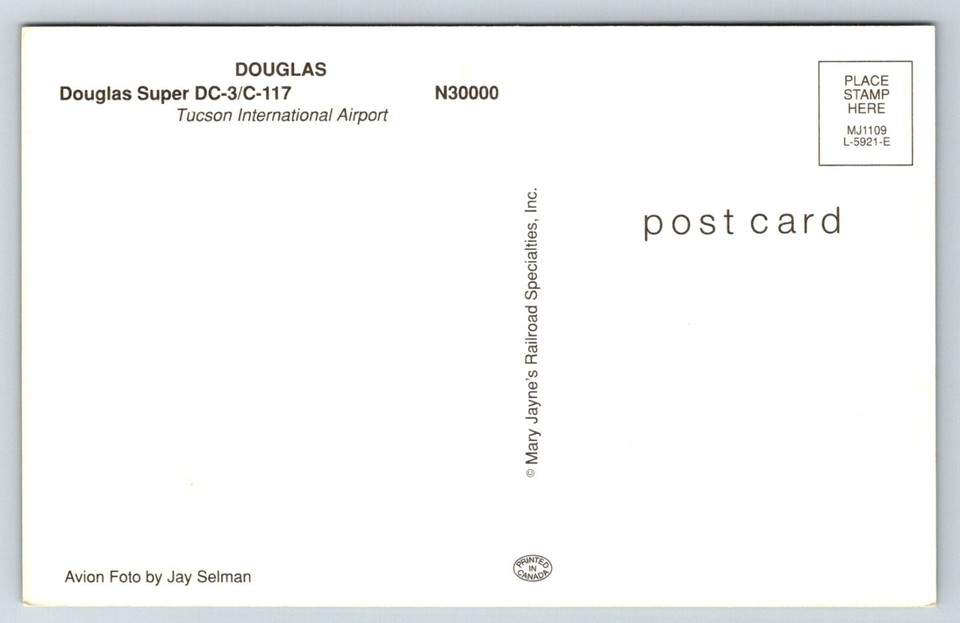 DOUGLAS SUPER Douglas DC-3/C-117 Twin Engine prop Postcard | eBay
