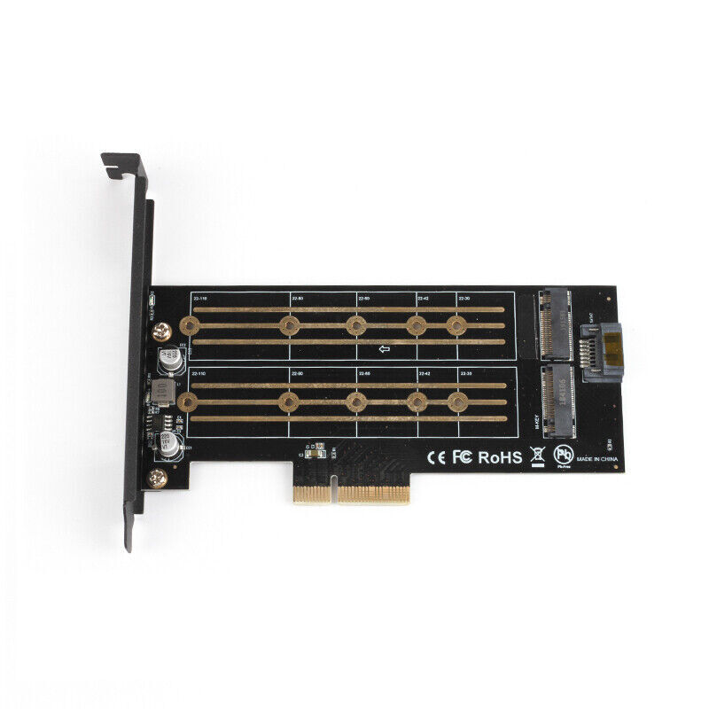 M.2 NGFF to Desktop PCIe x4 x8 x16 Dual SSD PCI Express Adapter Card ...