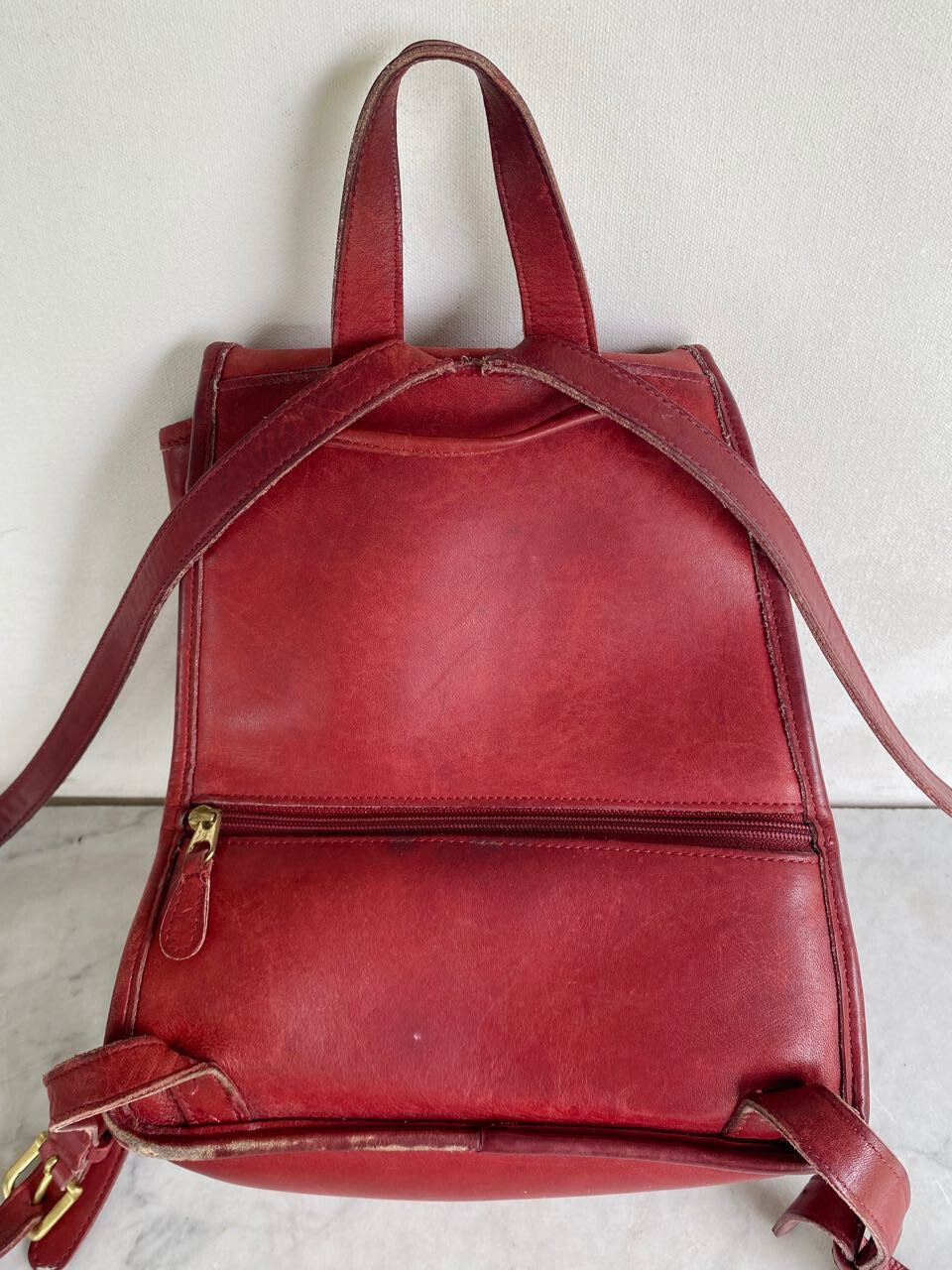 Genuine COACH Red Leather Backpack. Glove Tanned Cowhide. Made in USA ...