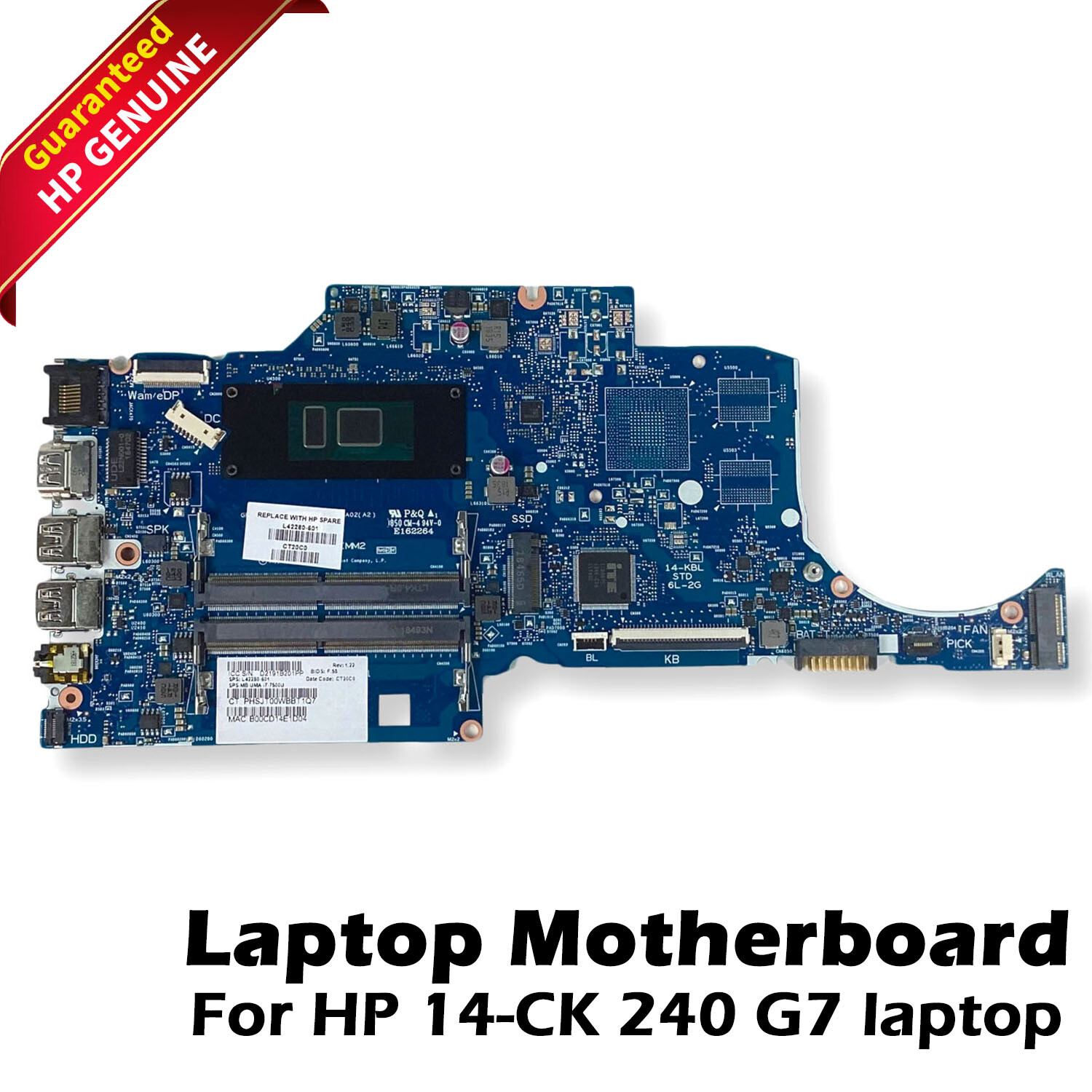 HP 14-CK 240 G7 Motherboard with Intel Core i7-7500U CPU L42280-601 | eBay