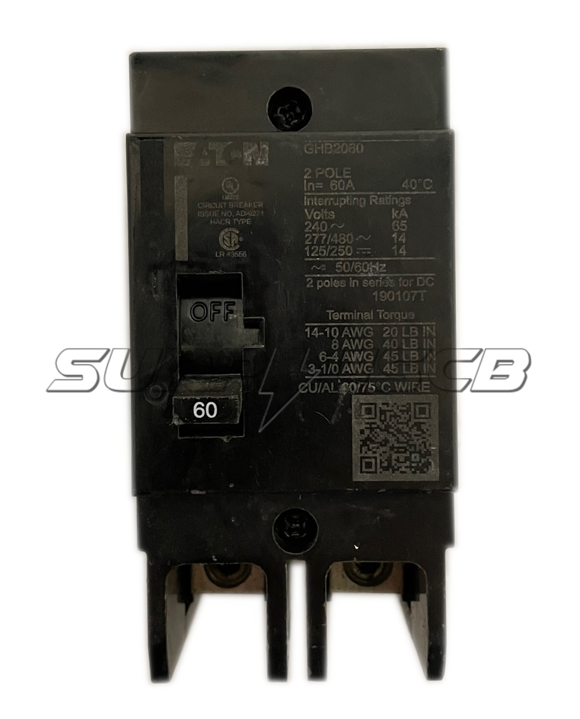 Eaton GHB2060 Circuit Breakers, 2-Pole, 60 Amp, 480Y/277V, NIB, Bulk ...