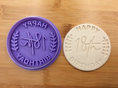 HAPPY 18th BIRTHDAY Cookie Cutter Embosser 18 Eighteen Fondant Stamp ...