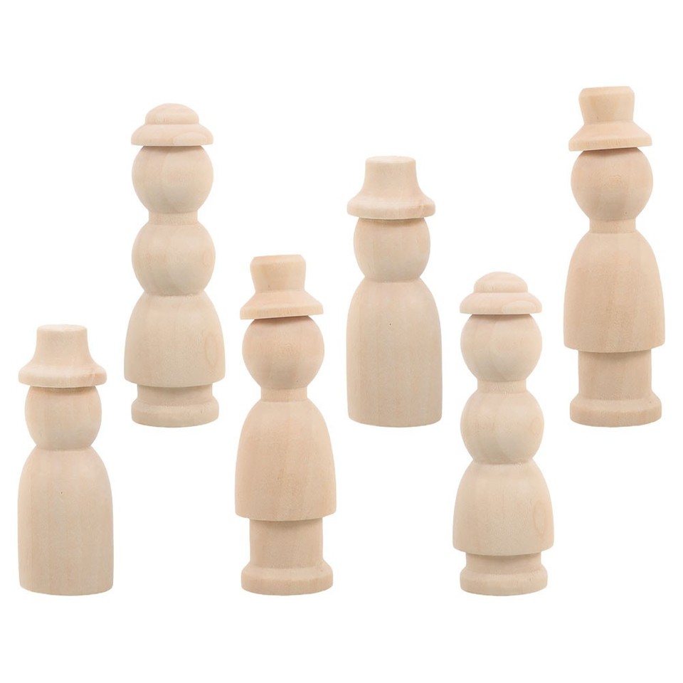6pcs Unfinished Wooden Peg Dolls Wooden DIY Graffiti Small Puppets ...
