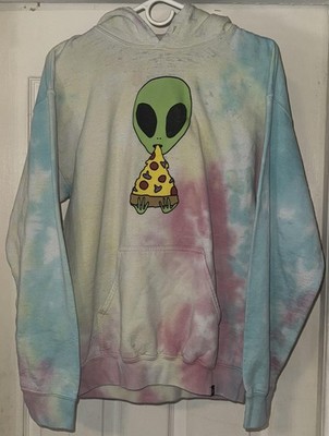 JV by Jac Vanek Hoodie Womens Small Pastel Tie Dye Alien Pizza Graphic ...