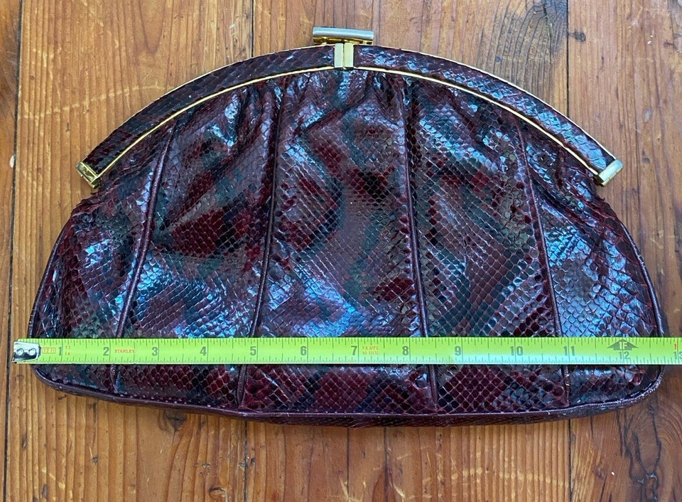 Finesse La Model Vintage 80s Snakeskin Bag Convertible Clutch W/ Gold ...