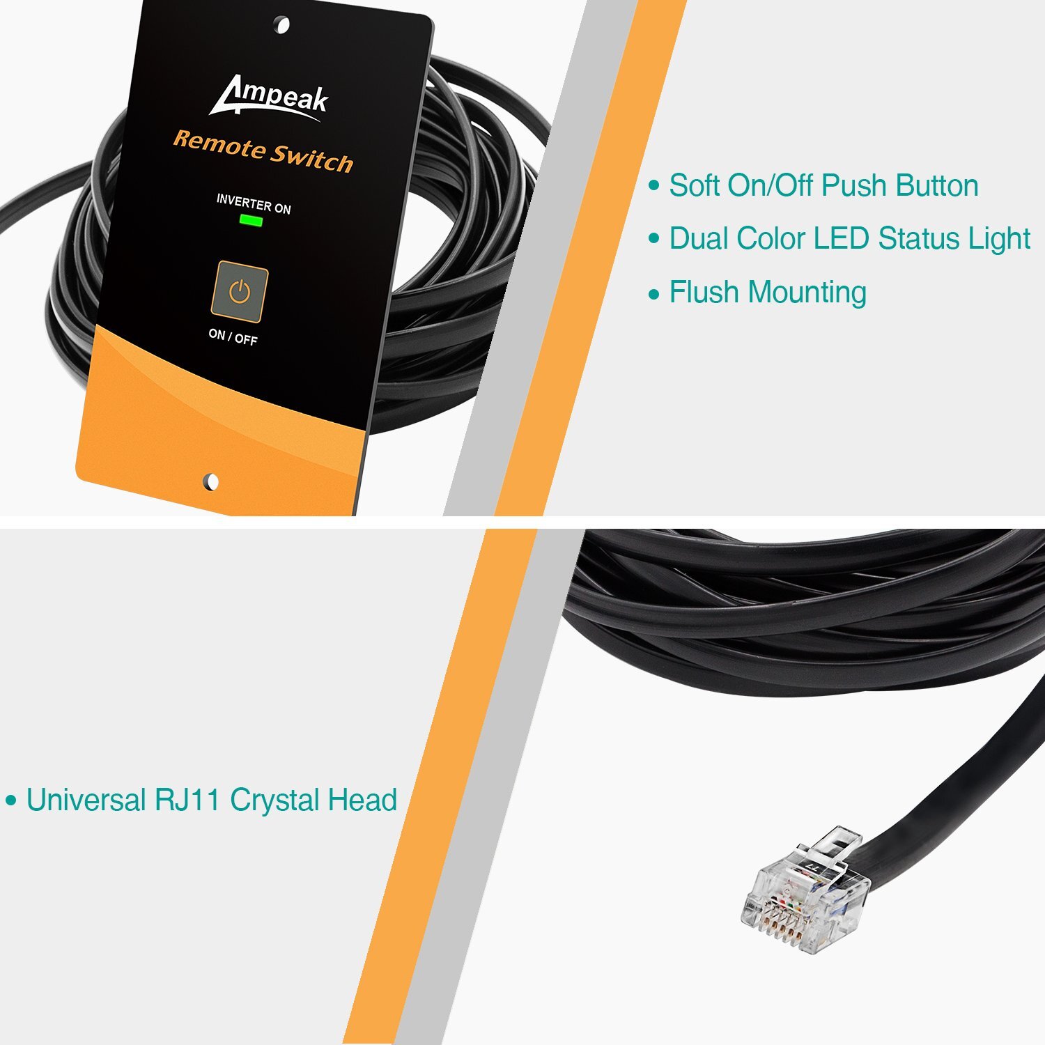 Ac Power Inverter Remote On/off Switch With 20 Ft Cable Push Button ...