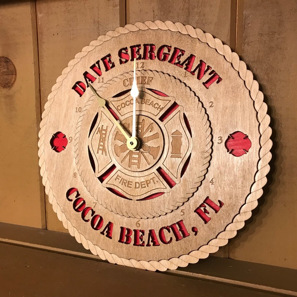 Laser Crafted Gift Award Tribute Clocks Military / Fire / Law ...