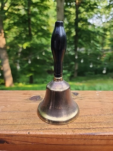 Antique Brass Wood Handle Hand Held School / Dinner Bell Original ...