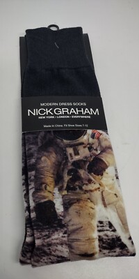 Nick Graham Premium Dress Socks Moon Landing Nasa Space Size 7-12 NWT ...