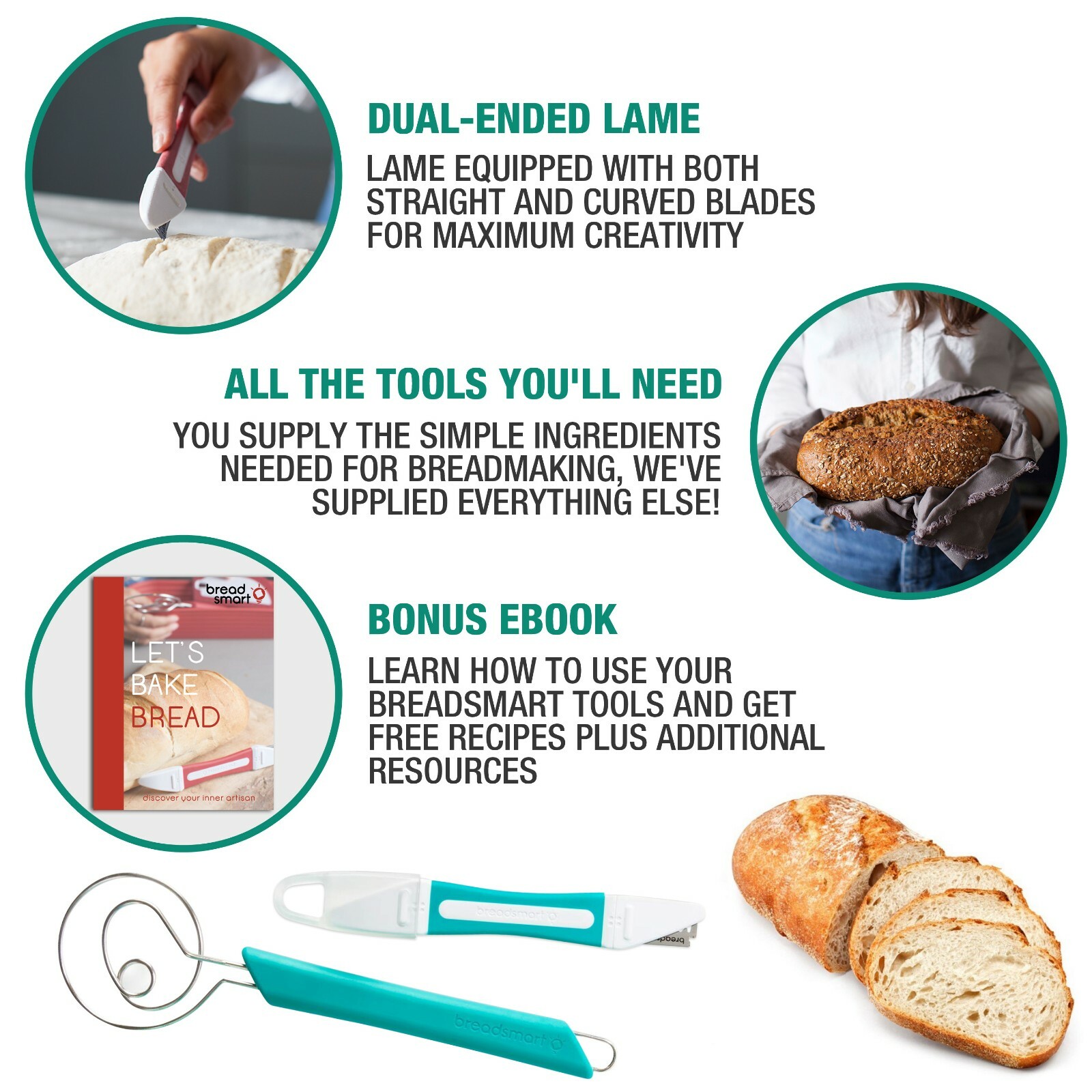 Breadsmart Bread Making Kit – 5-Piece Tool Set to Make Homemade Bread ...